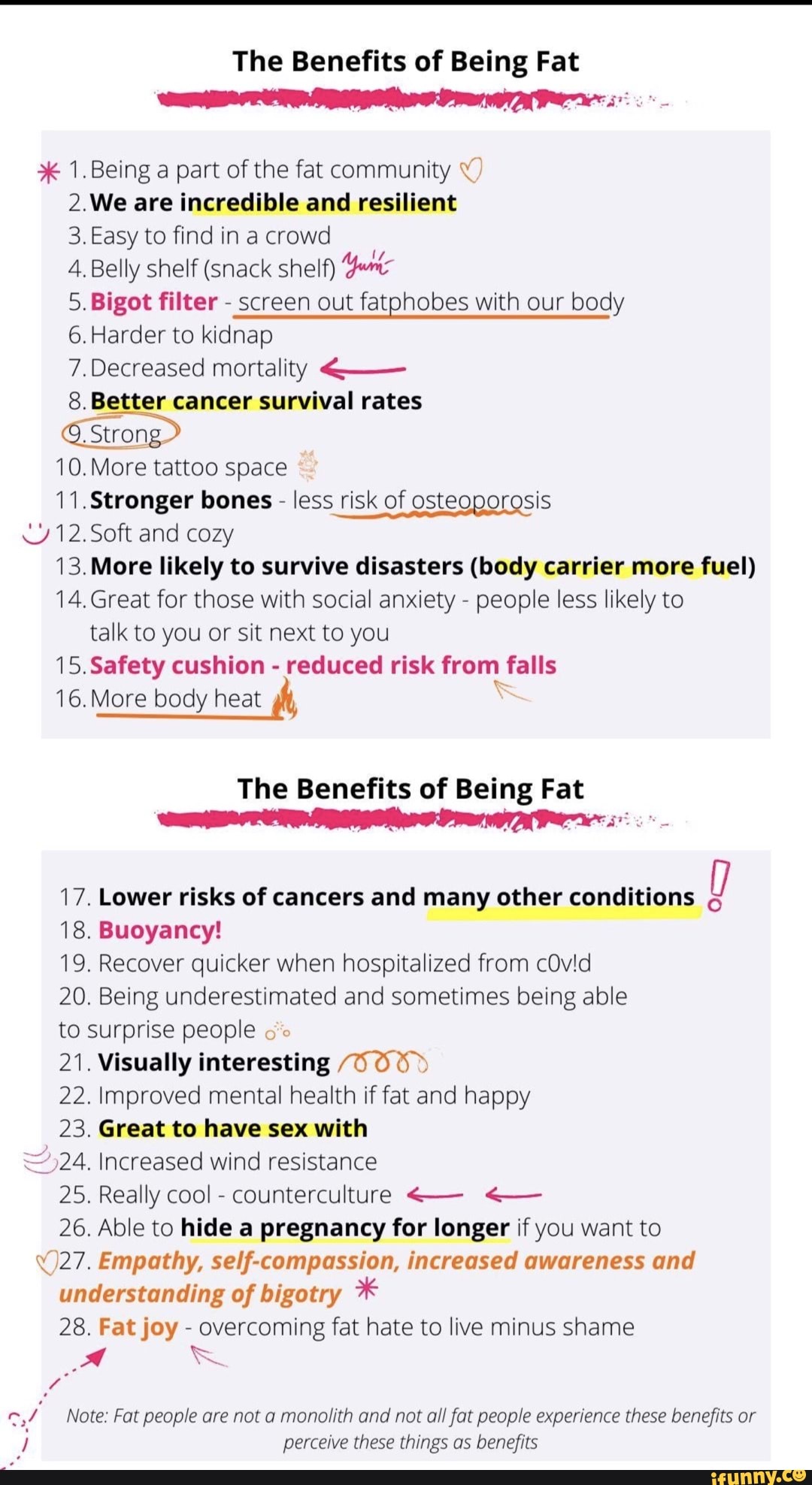 The Benefits of Being Fat Being a part of the fat community We are ...
