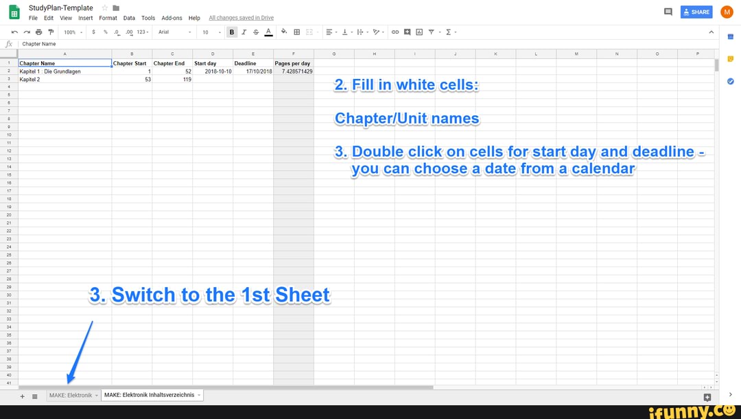 Simple Study Schedule / Plan with Google Sheets - StudyPlan-Template ...