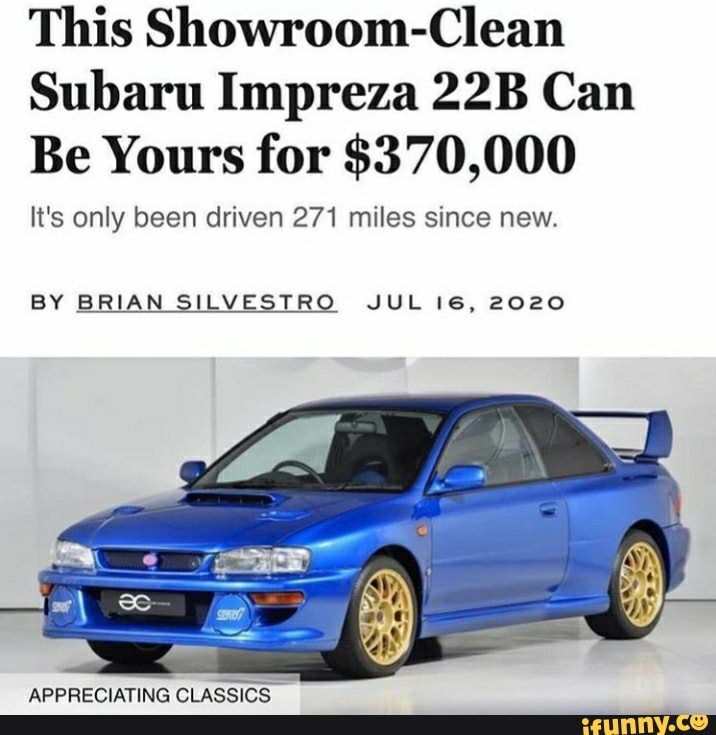 This Showroom-Clean Subaru Impreza 22B Can Be Yours for $370,000 It's ...
