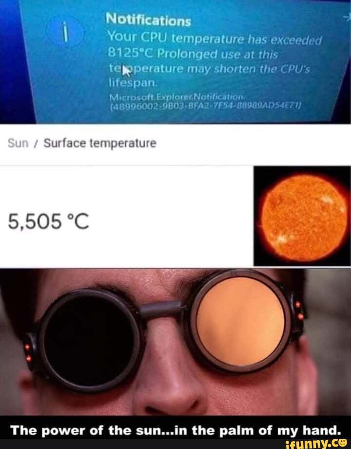 Notifications Your CPU temperature has " Prolonged use at tepperature ...