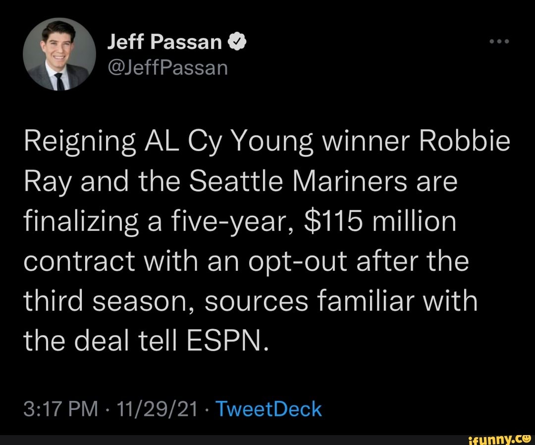 Jeff Passan @JeffPassan Reigning AL Cy Young winner Robbie Ray and the ...