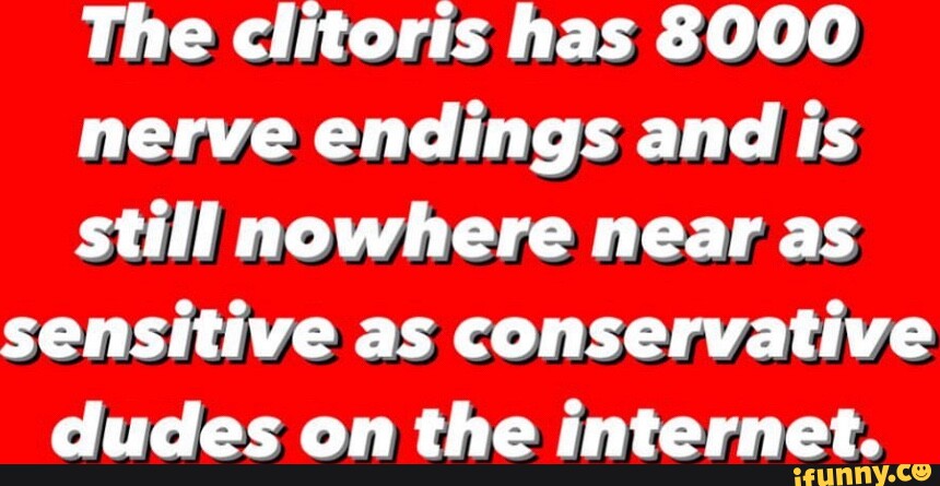 The clitoris has 8000 nerve endings and is still nowhere near as sensitive as conservative dudes ...