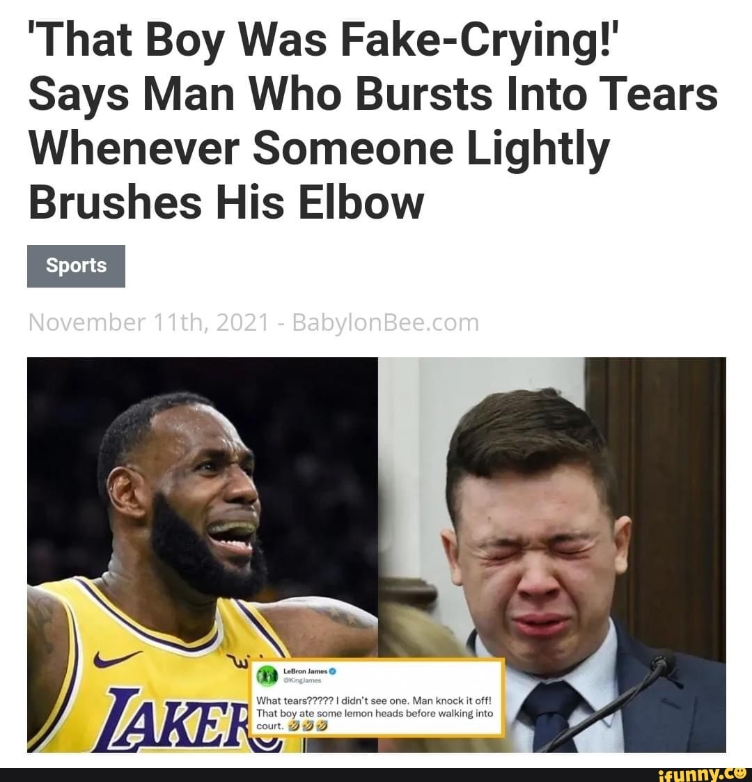 'That Boy Was Fake-Crying!' Says Man Who Bursts Into Tears Whenever ...