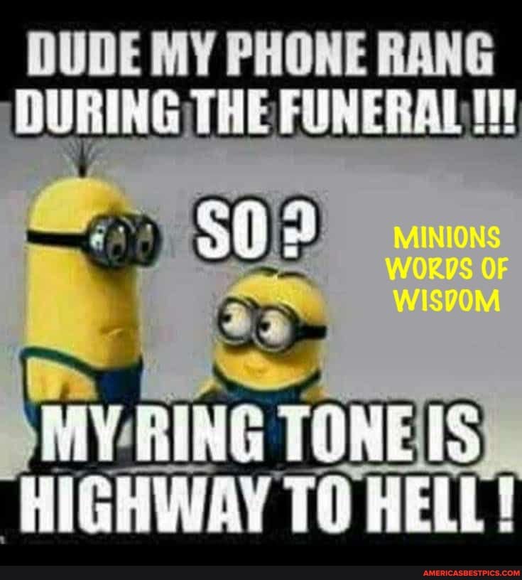 DUDE MY PHONE RANG DURING THE FUNERAL MINIONS WORDS OF WISDOM MY-RING ...