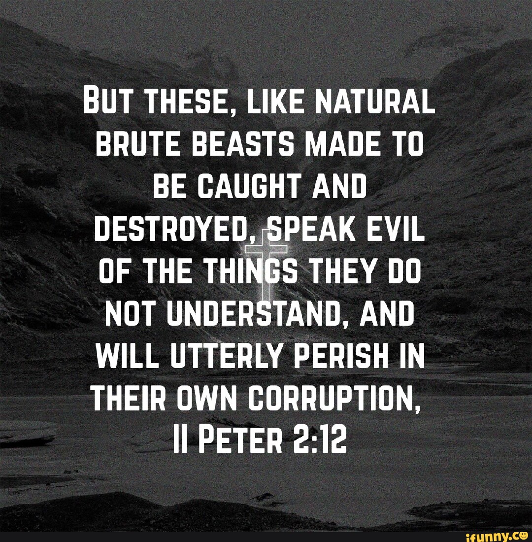 BUT THESE, LIKE NATURAL BRUTE BEASTS MADE TO BE CAUGHT AND DESTROYED ...