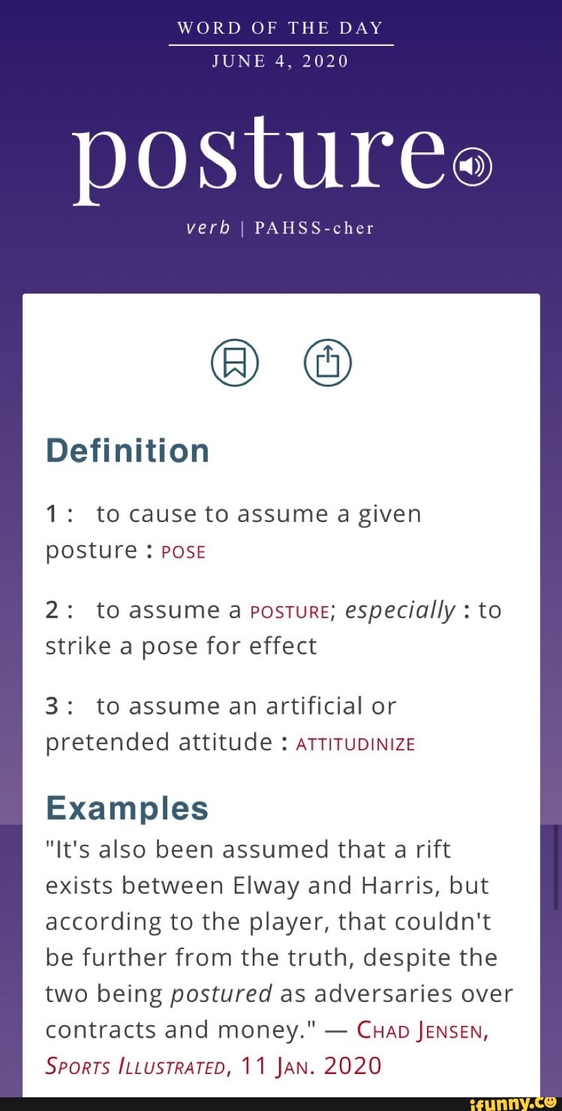 WORD OF THE DAY Definition 1: to cause to assume a given posture POSE 2 ...