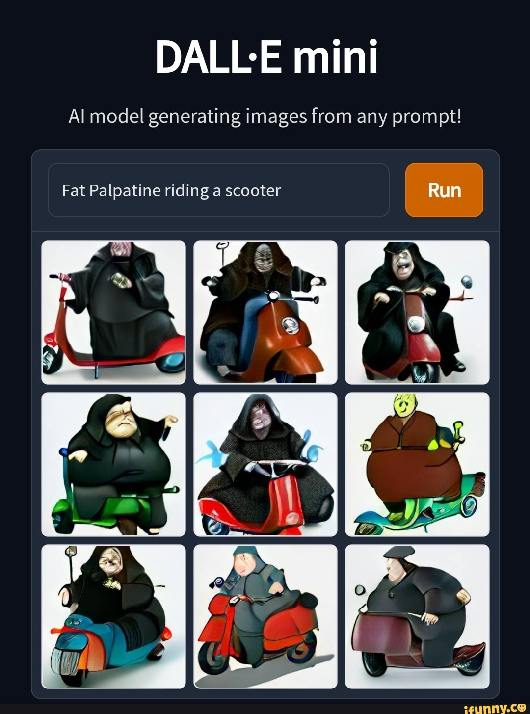 Mini Al model generating images from any prompt! Fat Palpatine riding a ...