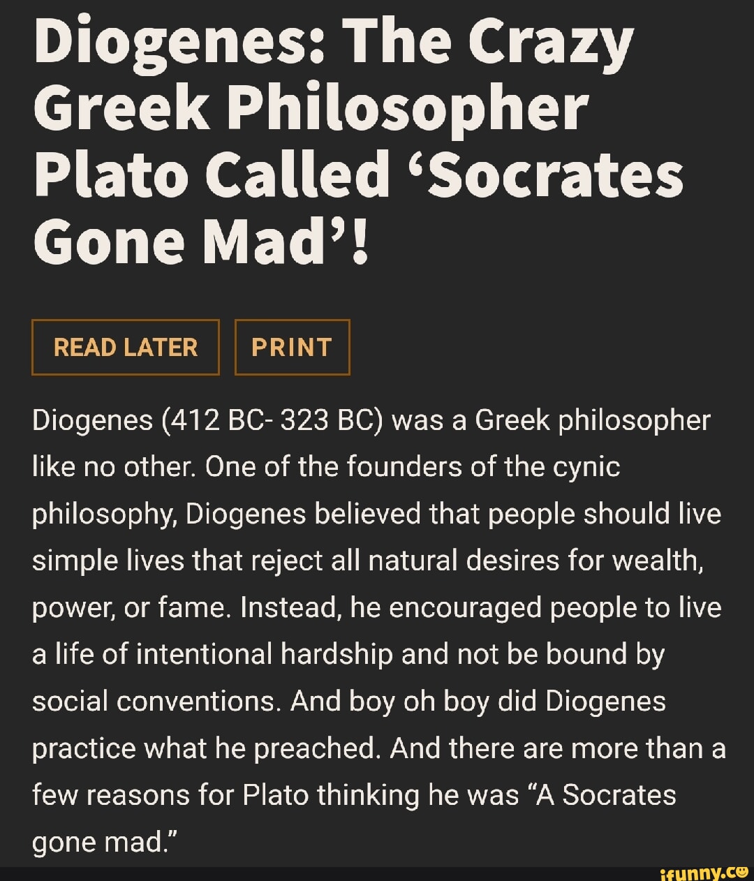 Diogenes: The Crazy Greek Philosopher Plato Called 'Socrates Gone Mad ...