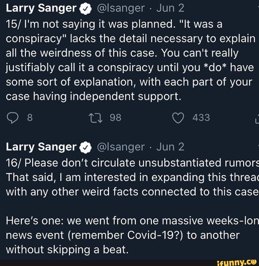 Larry Sanger @ @lsanger Jun 2 15/ I'm not saying it was planned. "It ...
