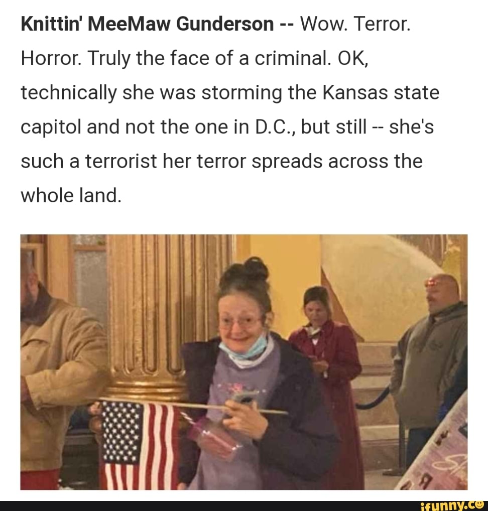 Knittin'' MeeMaw Gunderson Wow. Terror. Horror. Truly the face of a ...