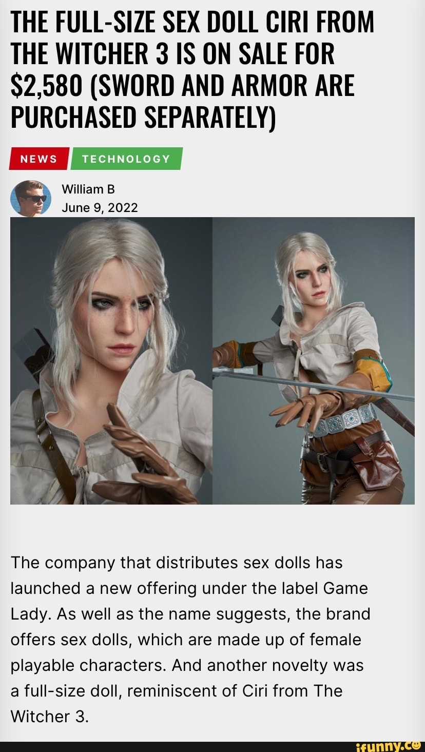 THE FULL-SIZE SEX DOLL CIRI FROM THE WITCHER 3 IS ON SALE FOR $2,580 ...