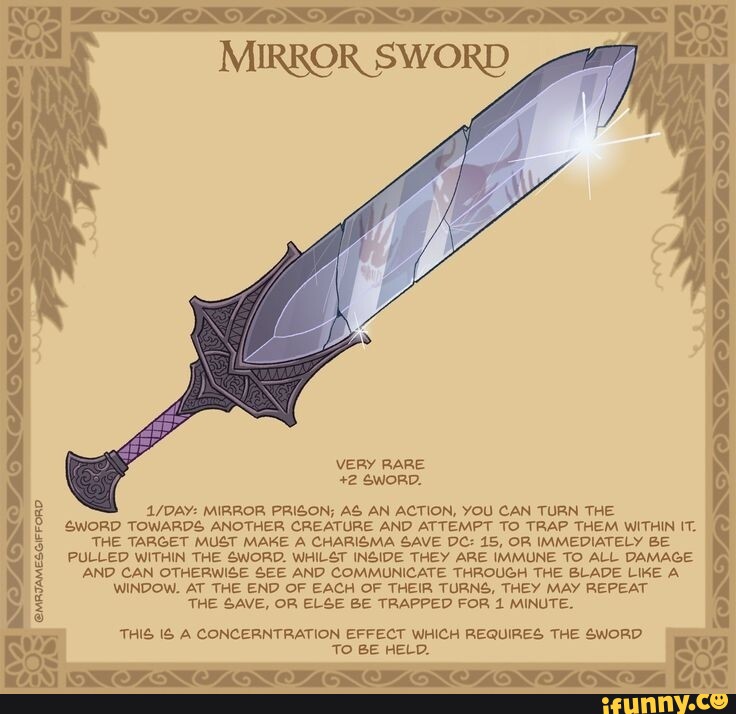 V2NO VASO IVA MIRROR SWORD VERY RARE +2 SWORD, MIRROR PRISON; AS AN ...