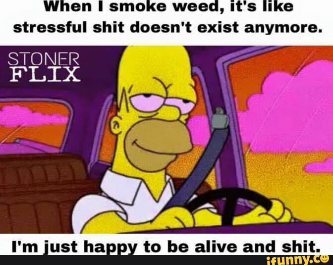 When I smoke weed, it's like stressful shit doesn't exist anymore ...