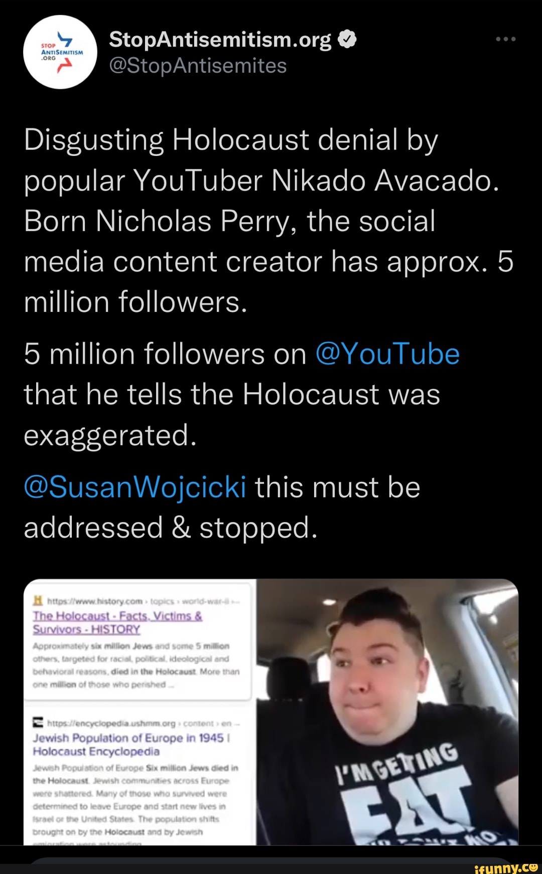 @StopAntisemites Disgusting Holocaust denial by popular YouTuber Nikado ...