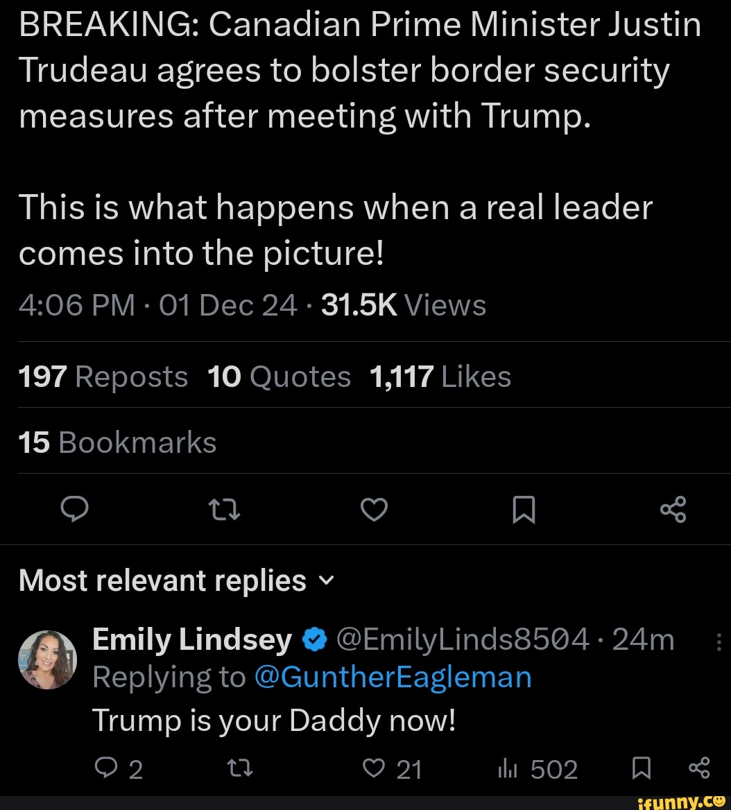 BREAKING: Canadian Prime Minister Justin Trudeau agrees to bolster ...