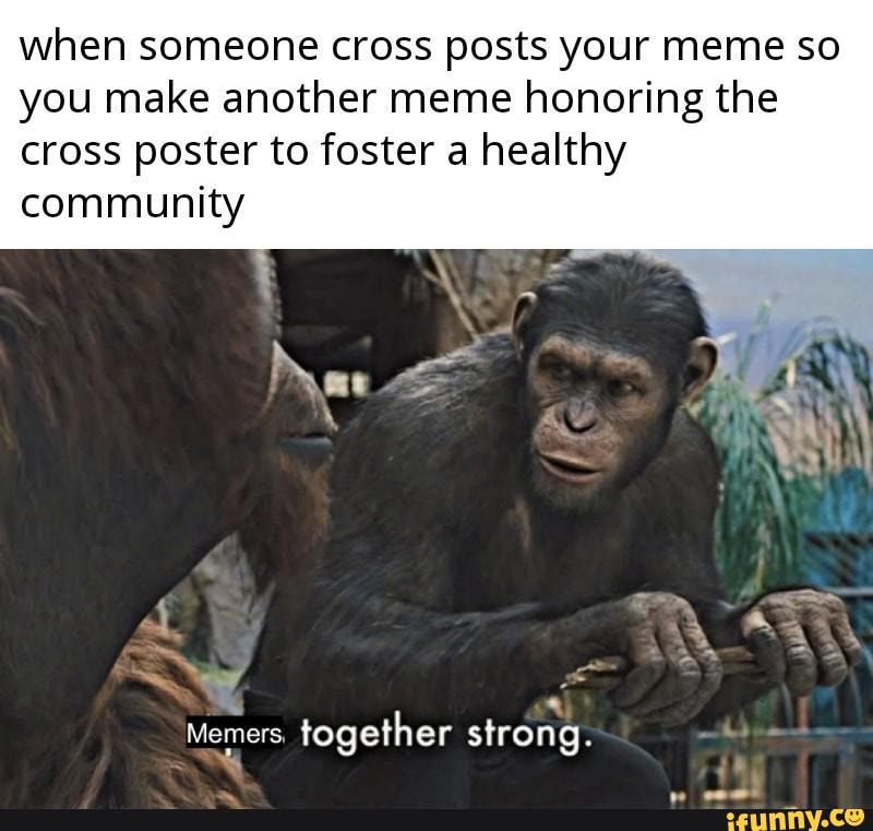 When someone cross posts your meme so you make another meme honoring ...