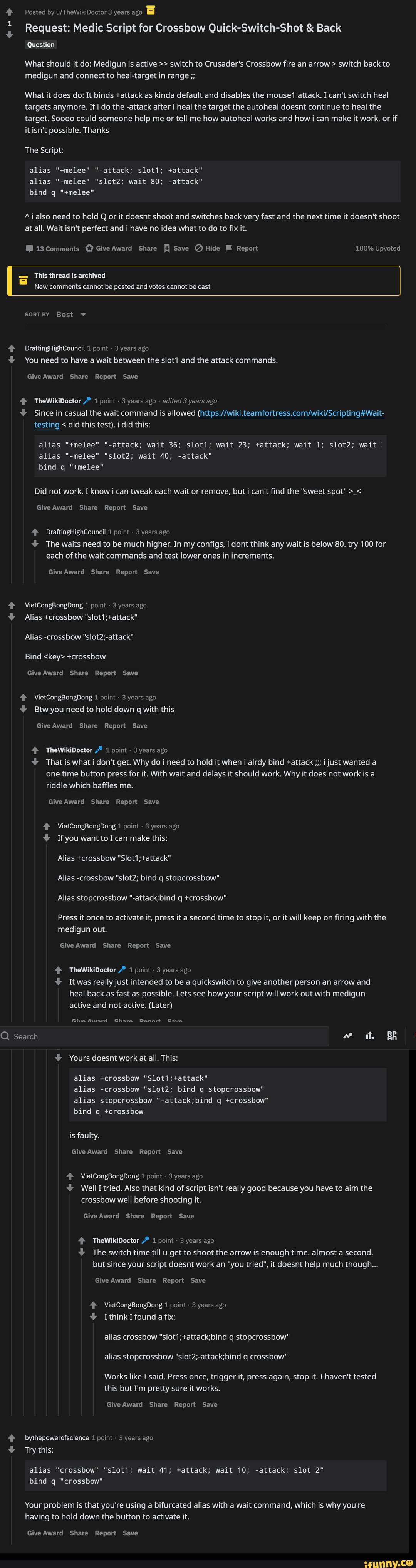 Posted by 3 years ago Request: Medic Script for Crossbow Quick-Switch ...