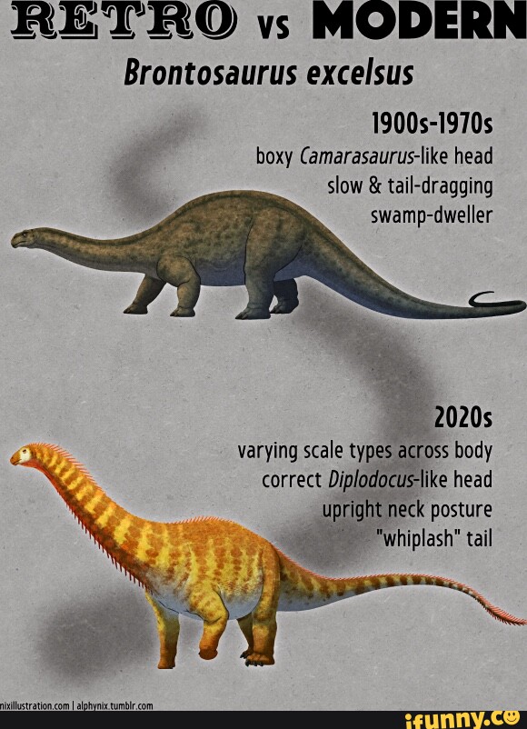RETRO vs MODERN Brontosaurus excelsus 1900s-1970s boxy Camarasaurus ...