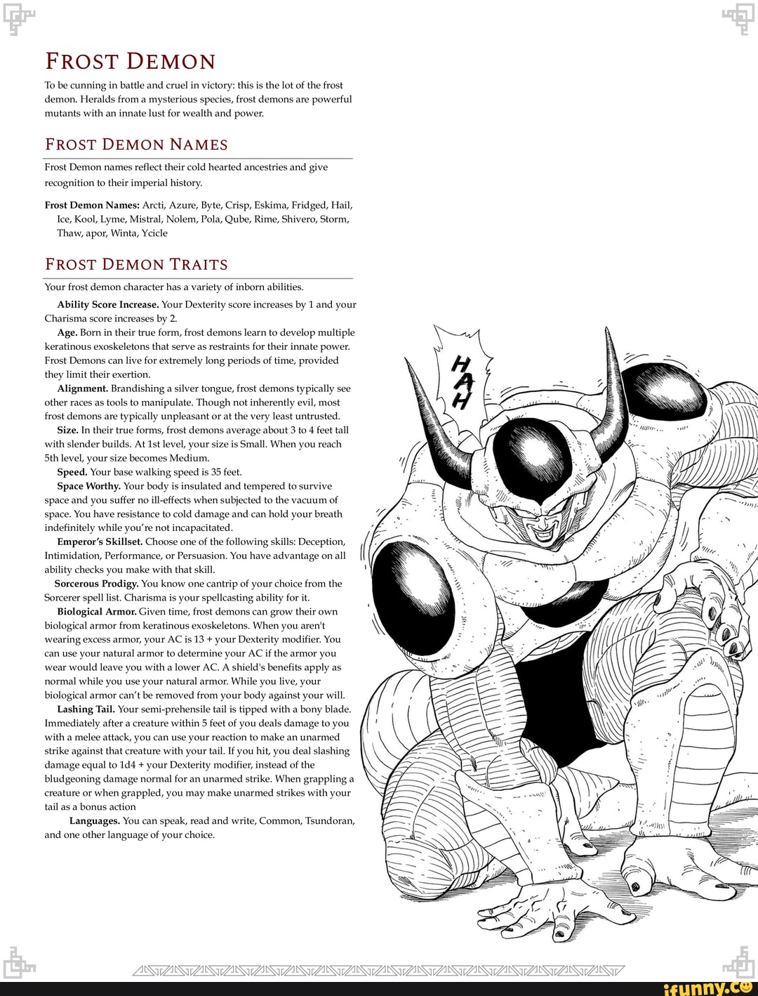 Dragon Ball D&D Setting: Race Updates and Feats [Alien Expansion ...