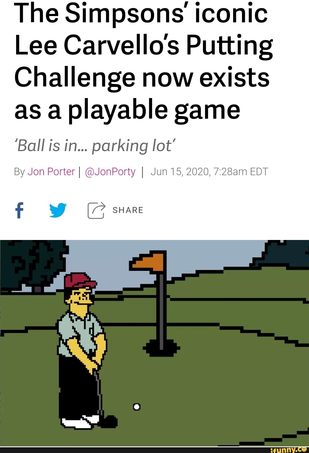 The Simpsons iconic Lee Carvello's Putting Challenge now exists as a ...