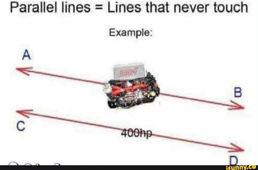 Parallel lines = Lines that never touch Example: - iFunny