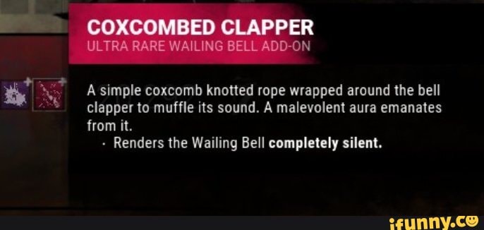 COXCOMBED CLAPPER ULTRA RARE WAILING BELL ON A simple coxcomb knotted ...
