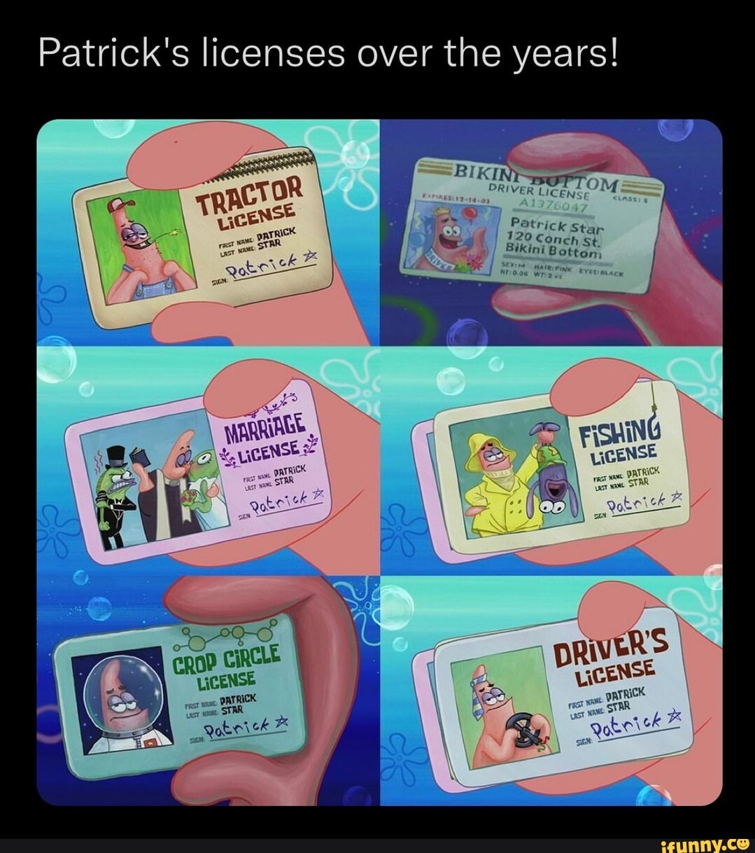 Patrick's licenses over the years! DRive ToM LICEN Patric Conch St ...