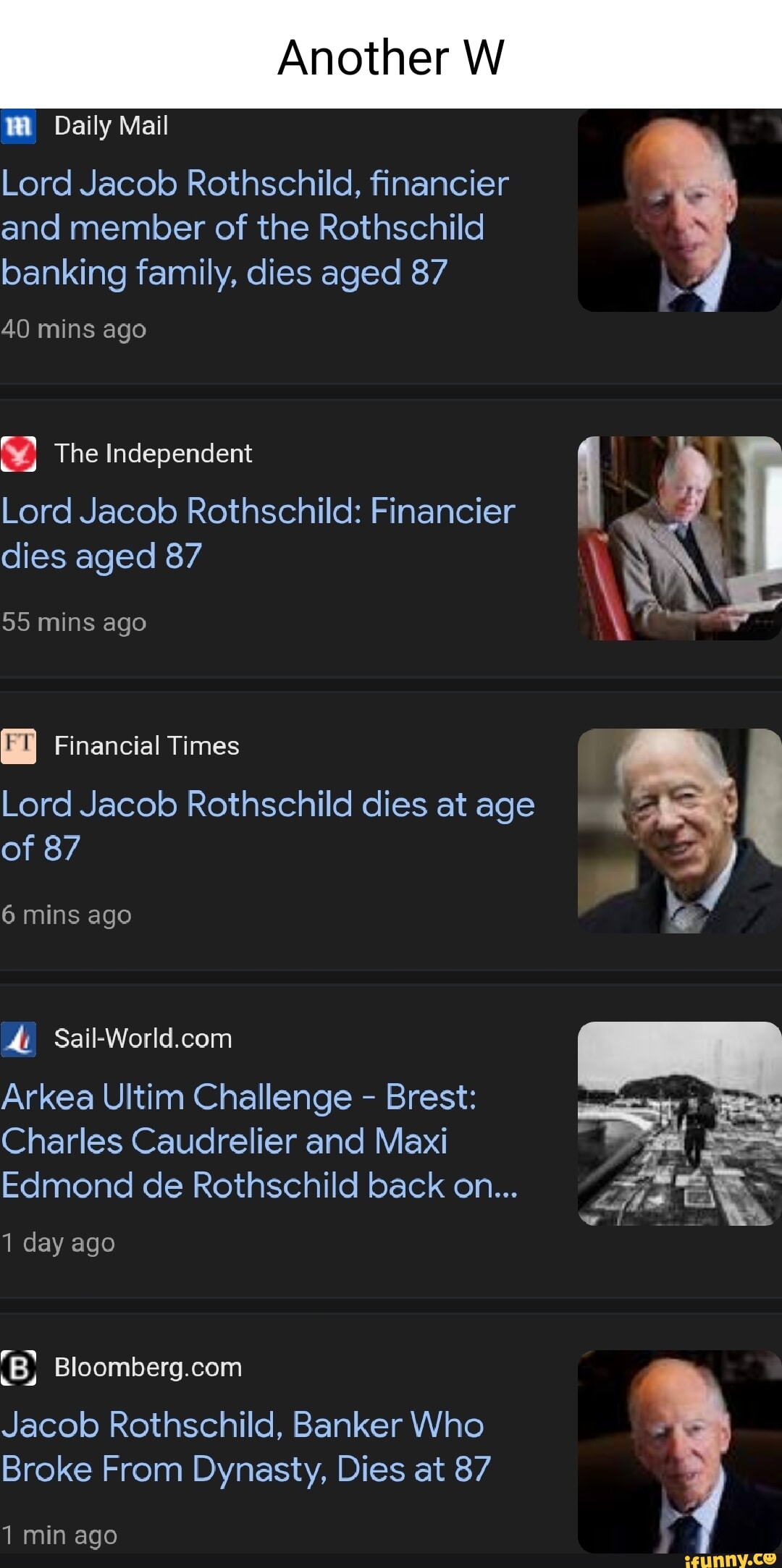 Another W Daily Mail Lord Jacob Rothschild, financier and member of the ...