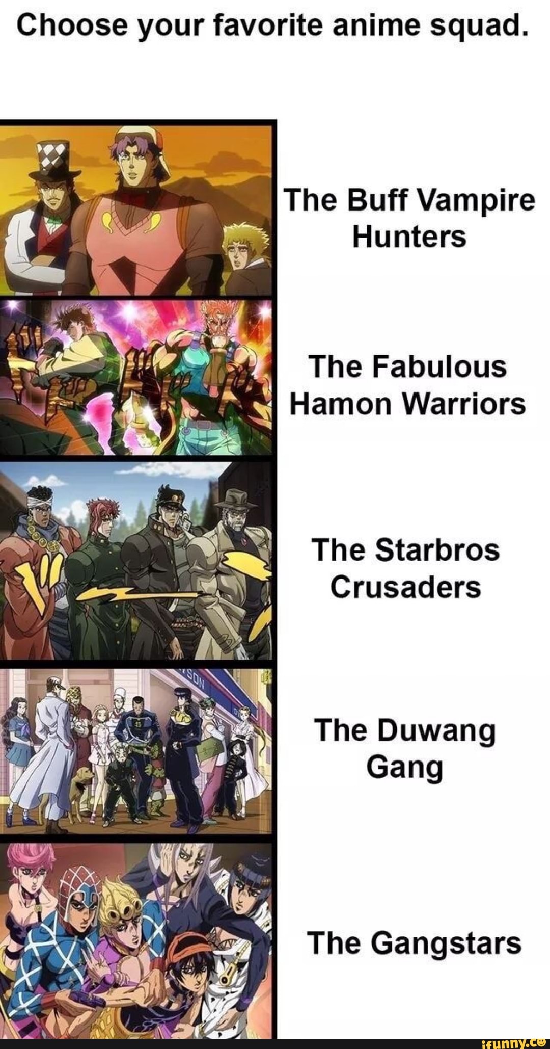 Choose your favorite anime squad. ' The Buff Vampire Hunters .. The ...