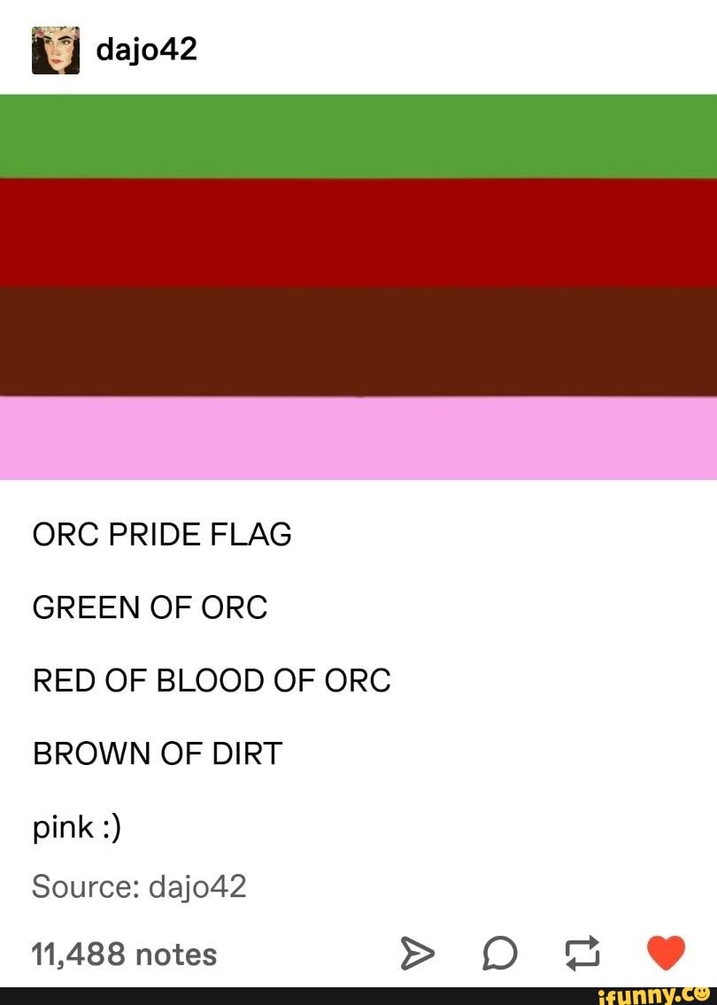 Dajo42 ORC PRIDE FLAG GREEN OF ORC RED OF BLOOD OF ORC BROWN OF DIRT ...