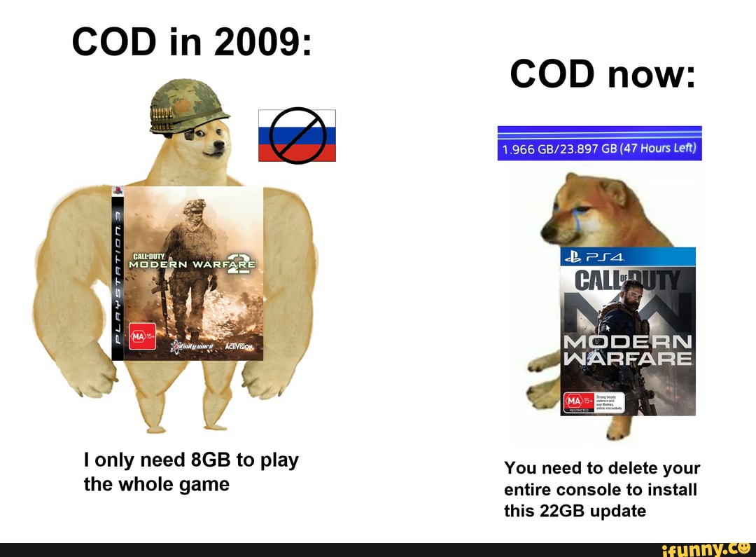 COD in 2009: only need to play the whole game COD now: 1.966 GB (47 ...