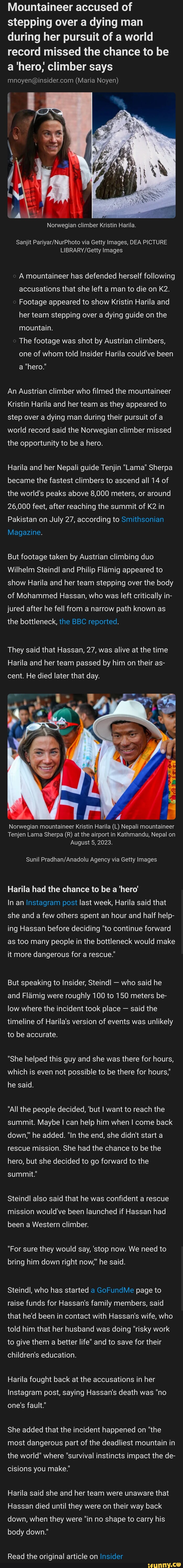 Mountaineer accused of stepping over a dying man during her pursuit of ...