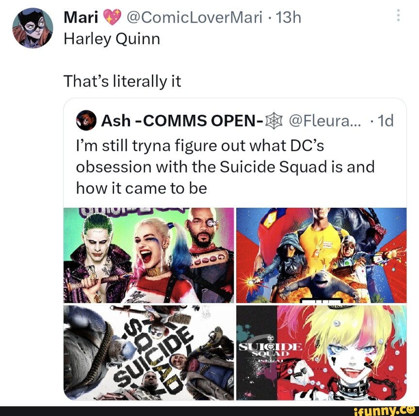 Mari Harley Quinn That's literally it @ Ash -COMMS OPEN-:#: @Fleura... I'm still tryna figure ...