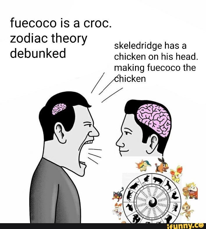 Fuecoco is a croc. zodiac theory skeledridge has a debunked chicken on ...