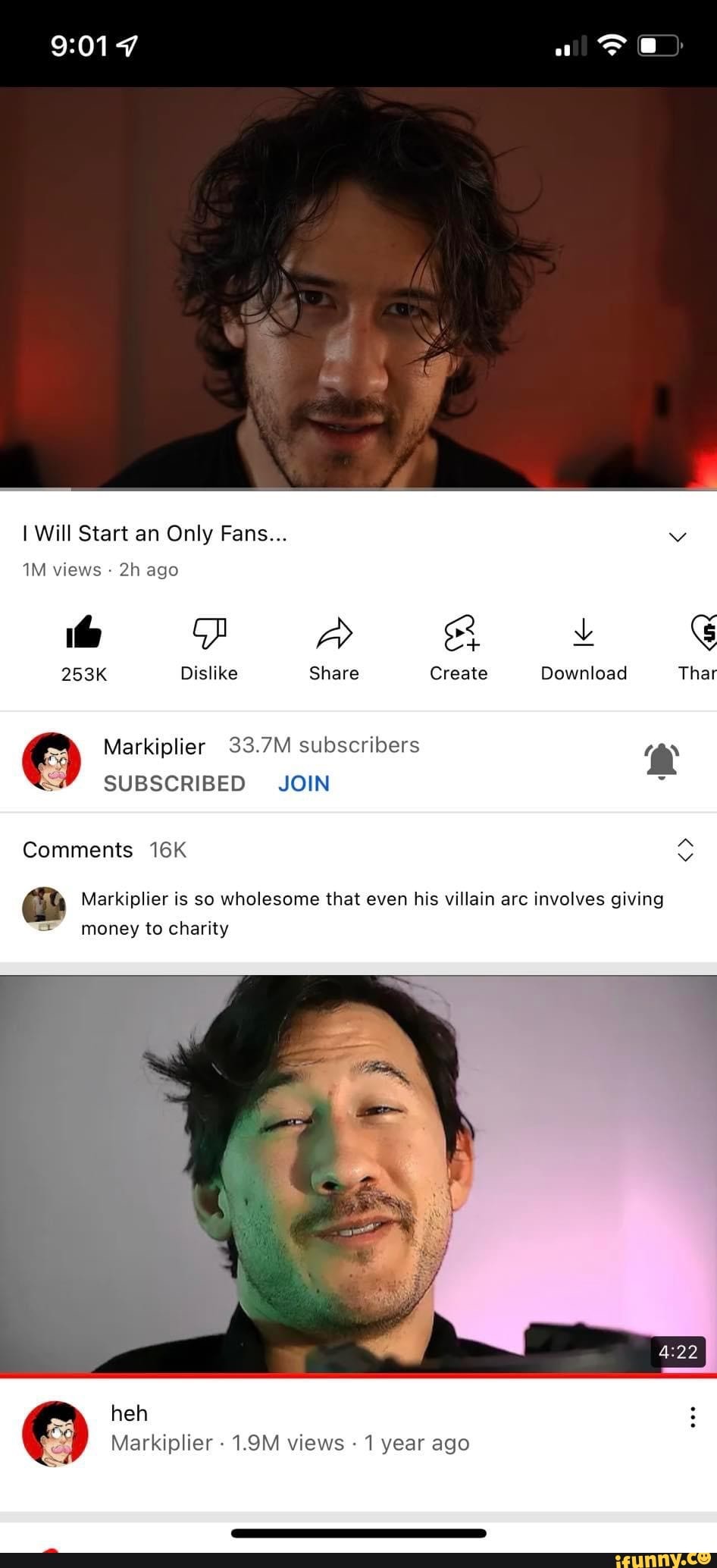 I Will Start an Only Fans... views ago r] op A 253K Dislike Share ...