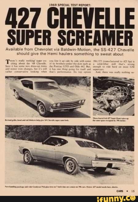 1969 SPECIAL TEST REPORT: 427 GHEVELLE SUPER SCREAMER Available from ...