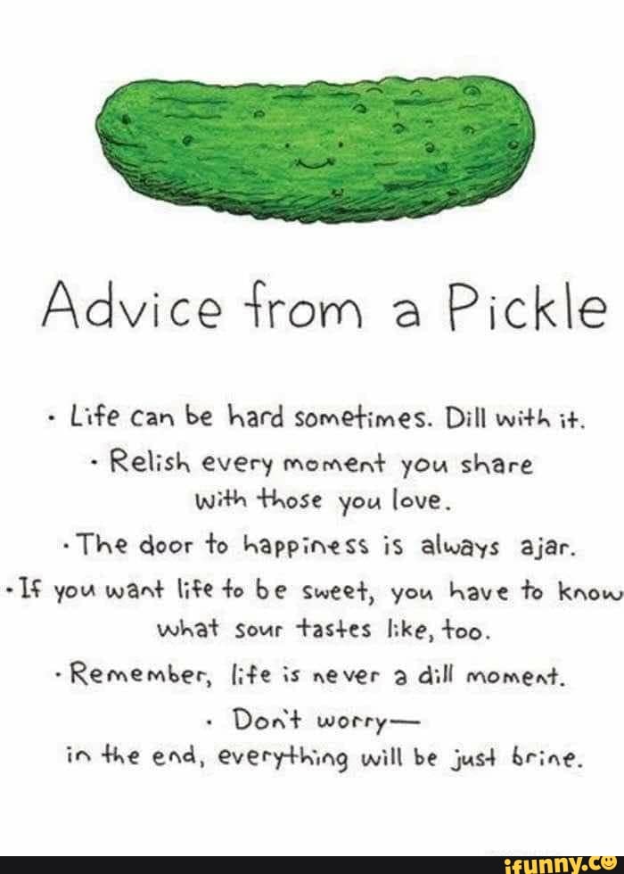Advice from a Pickle Life can be hard sometimes. Dill with it. Relish ...