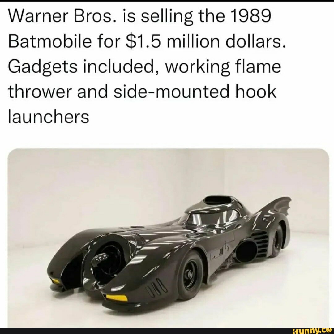 Warner Bros. is selling the 1989 Batmobile for $1.5 million dollars ...