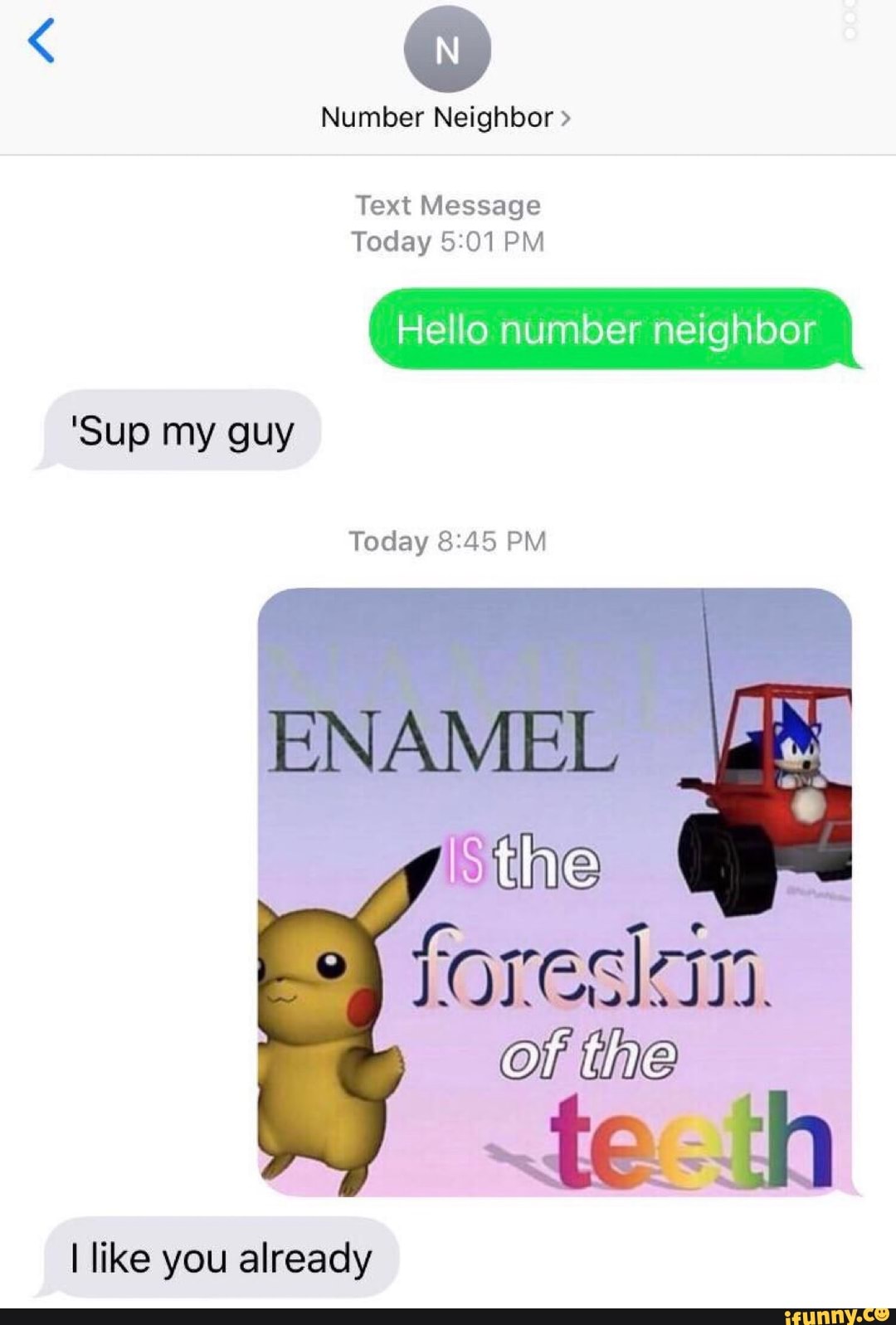 Text Message Hello number neighbor 'SUD my QUY Today 8:45 PM - iFunny