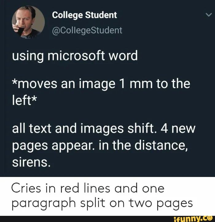 Using Microsoft Word moves An Image 1 Mm To The Left All Text And