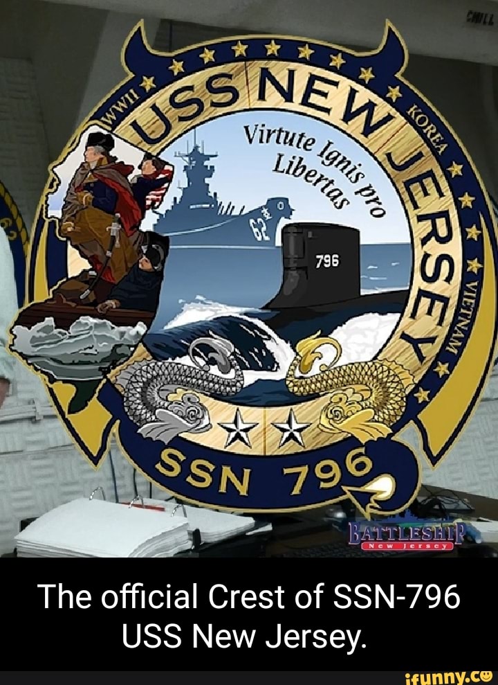 The official Crest of SSN-796 USS New Jersey. - iFunny
