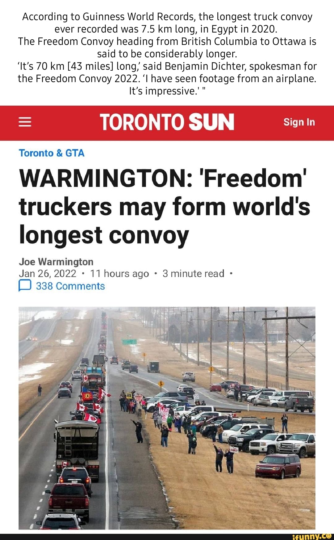 According to Guinness World Records, the longest truck convoy ever ...
