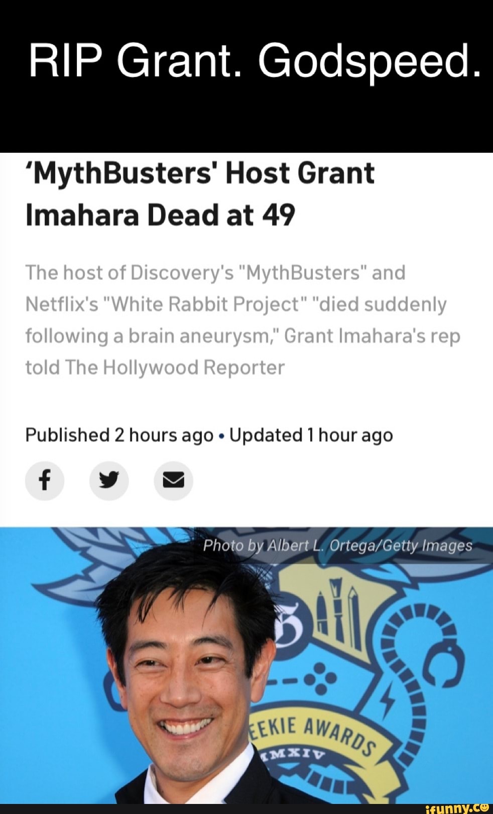 RIP Grant. Godspeed. 'MythBusters' Host Grant Imahara Dead at 49 ...