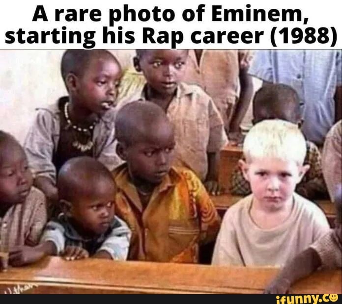 A rare photo of Eminem, starting his Rap career (1988) - iFunny