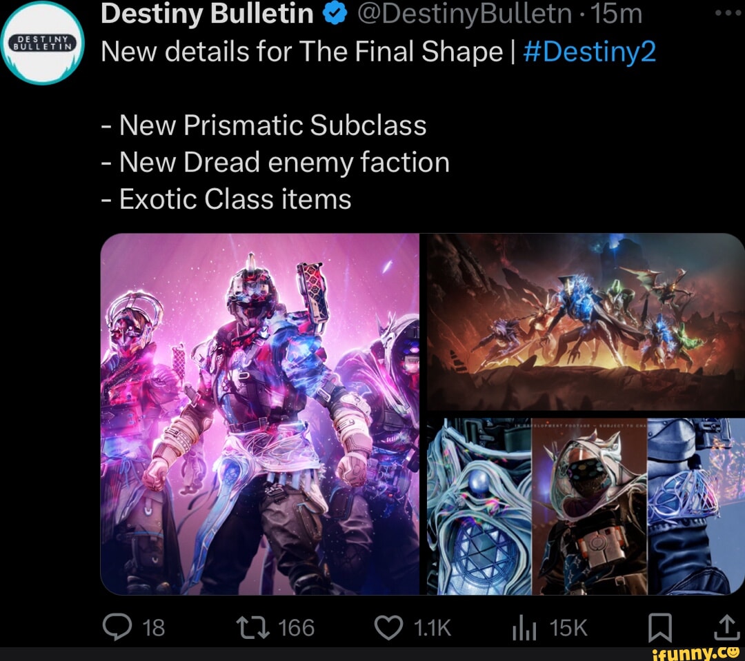 Destiny Bulletin @DestinyBulletn New details for The Final Shape I # ...