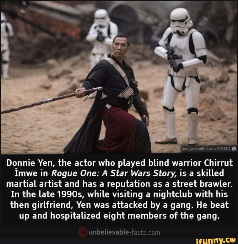 Nose credit: Lucasfilm Ltd. Donnie Yen, the actor who played blind ...