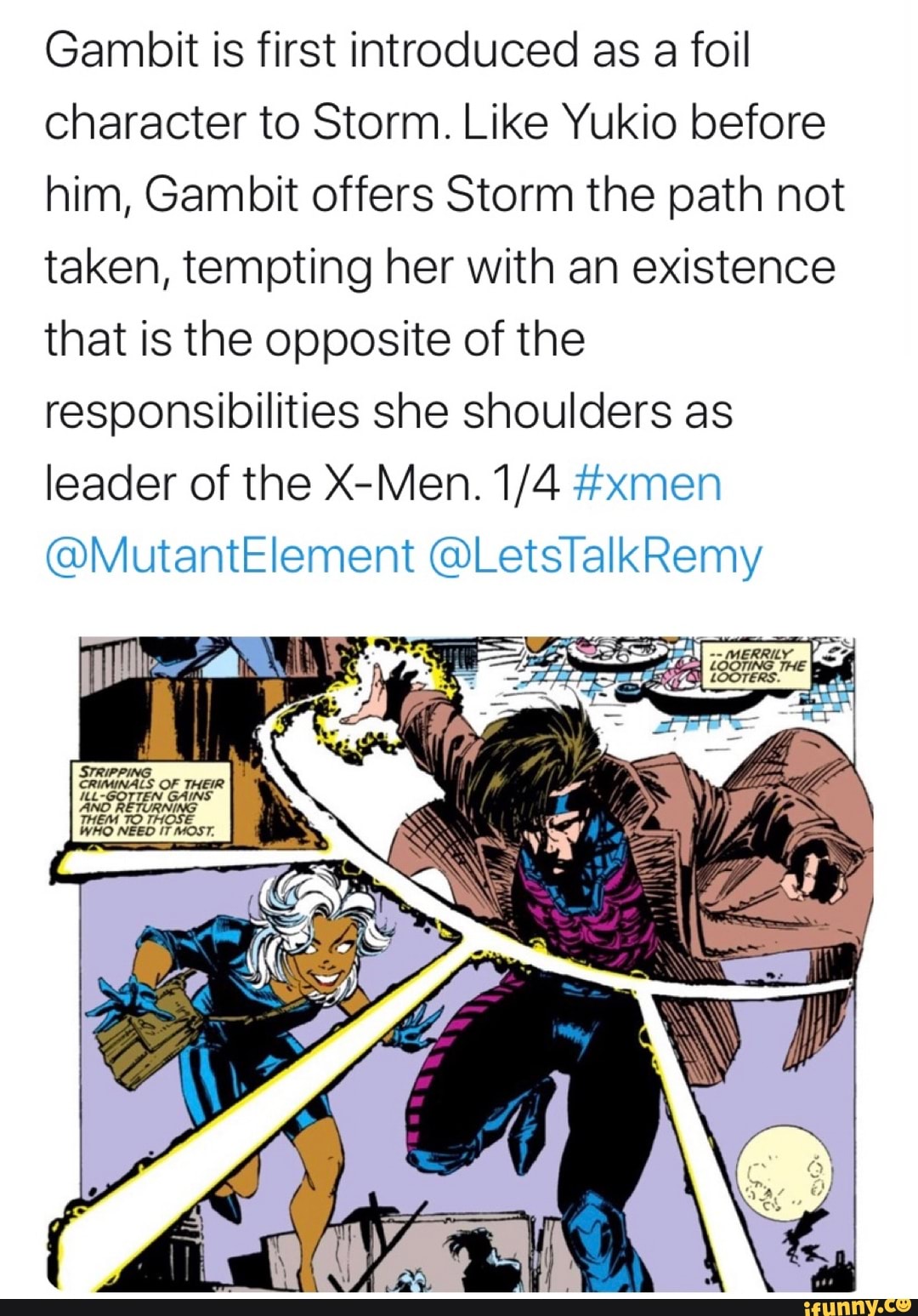 Gambit is first introduced as a foil character to Storm. Like Yukio ...