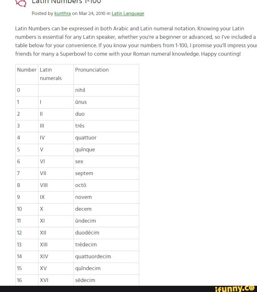 Posted by kunthra on Mar 24, 2010 in Latin Lanquage Latin Numbers can ...