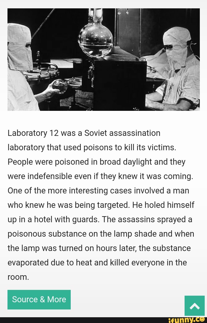 Laboratory 12 was a Soviet assassination laboratory that used poisons ...