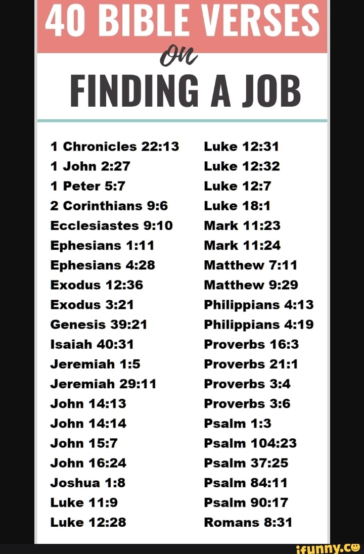40 BIBLE VERSES FINDING A JOB 1 Chronicles John 2227 1 Peter 2 ...